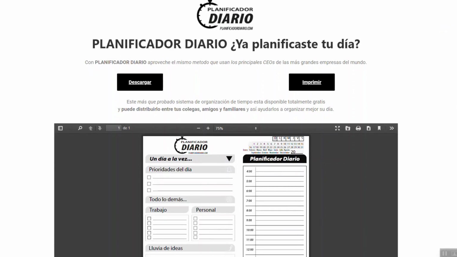 ¿Ya planificaste tu día? Imprime hoy el PLANIFICADOR DIARIO en PDF ...